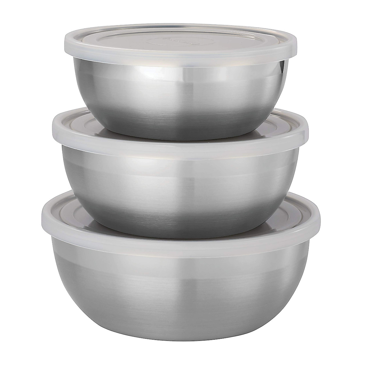 Tramontina Covered Round Container Set w/Frosted Lids Stainless Steel 3 Pc, 80204/020DS