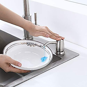 GORDEE Built in Sink Soap/Lotion Dispenser for Kitchen Sink, Engineering Grade ABS Pump Head, Refill from The Top, Countertop with 11.8 OZ(350ML) PET Liquid Soap Bottle, Brushed Nickel