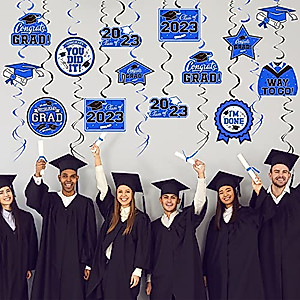 31 Pieces Graduation Party Supplies, 2023 Graduation Hanging Swirl Congrats Grad and Graduation Party Decorations(Blue, Black)