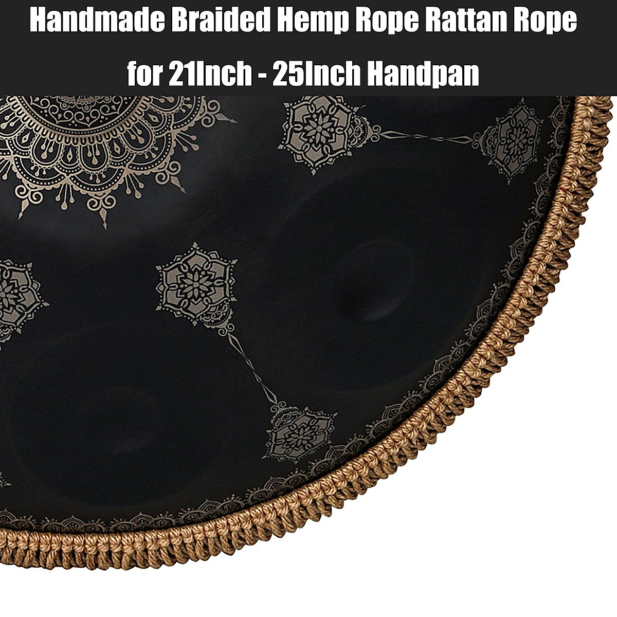 BaiTTang Handpan Rope Braid Rattan Rope Surround Decoration, Apply to 21Inch -25Inch Handpan Steel Drum, Pure Handmade, Protection Buffer, Eliminate Noise ( Color : Black )
