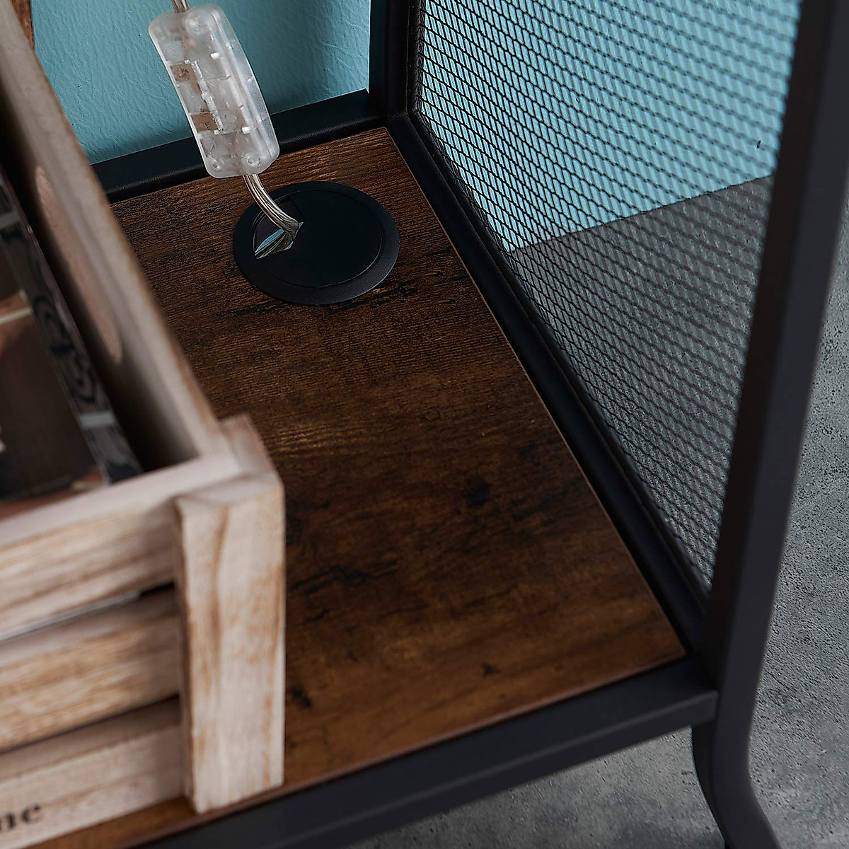 VECELO End Table Bedroom,Retro Brown, 24.7" Nightstand