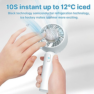 SWEETFULL Portable Handheld Fan Personal Air Conditioner mini Fan Semiconductor Cooling Small Personal Cooler USB Rechargeable hand held Fan Cute Design Fan for women indoor/outdoor, 3 Speeds