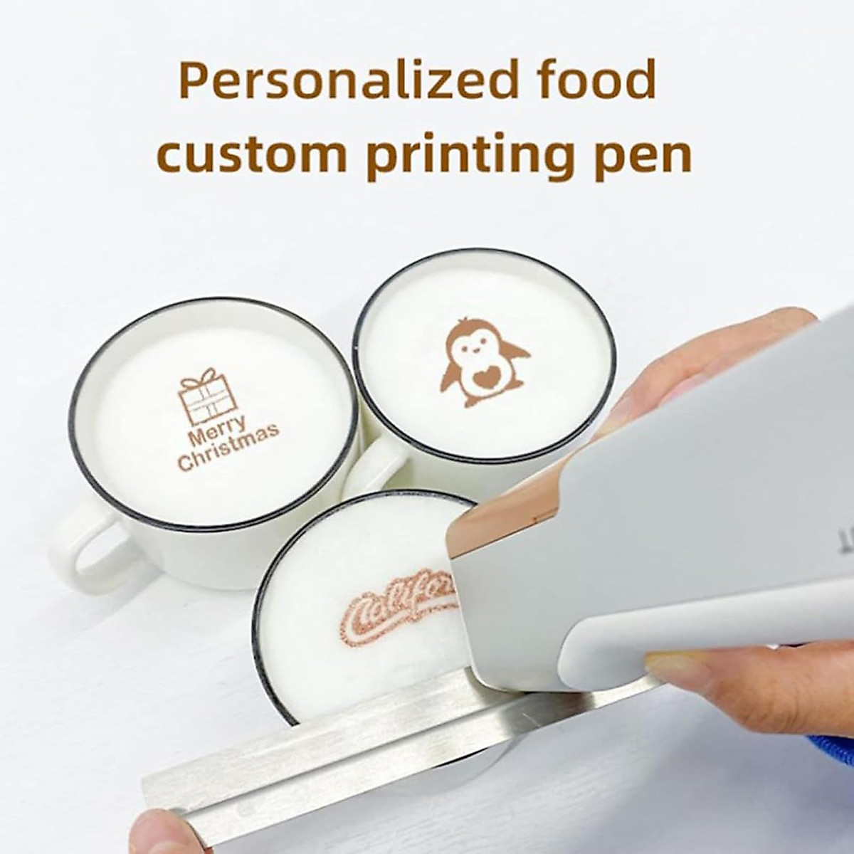 ZXSYYDS Protable Food Printer,Printer Pen & Edible Inkjet Printer,Mini Food Printer, WiFi Printing Machine Cake Coffee Desserts DIY Decoration Maker,Brown