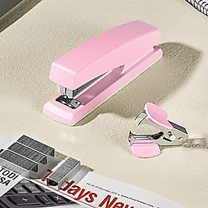 Deli Stapler, Desktop Stapler, Office Stapler, 25 Sheet Capacity, Includes 1000 Staples and Staple Remover, Pink