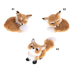 GUDVES Simulation Brown Fox Toy Furs Squatting Fox Model Home Decoration Animals World with Static Action Figures (Fox Toy)