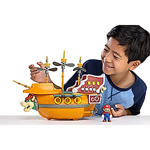 Super Mario Deluxe Bowser's Air Ship Playset with Mario Action Figure – Authentic in-Game Sounds & Spinning Propellers