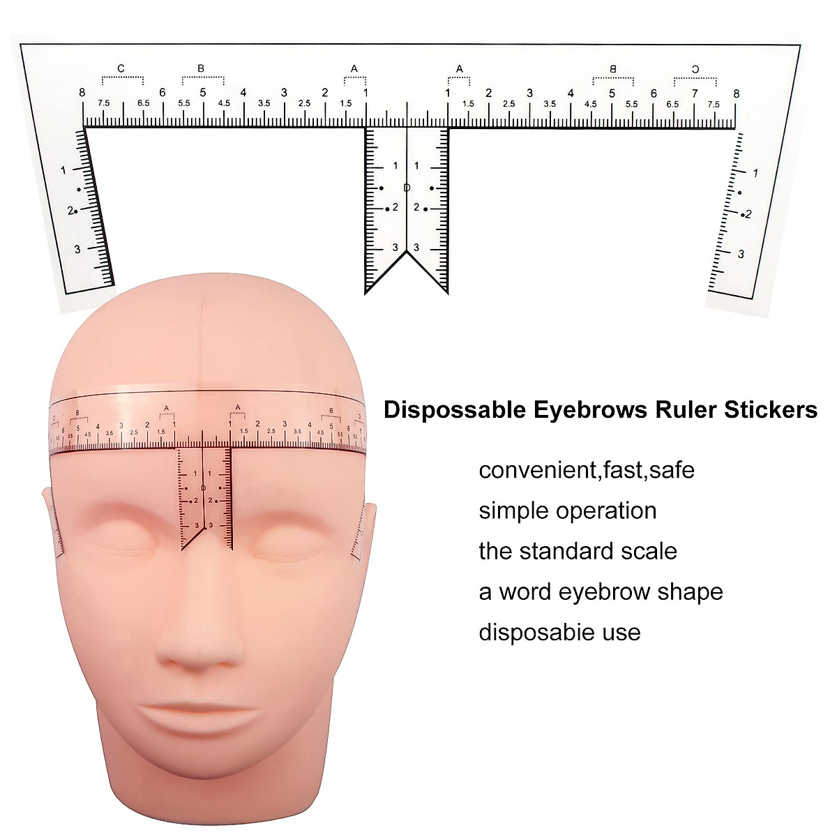 50pcs Disposable Eyebrow Ruler Stencils with Eyebrow Shape for Microblading Permanent makeup Tattoo Eyebrow design Eyebrow Mapping Ruler (Model B-50pcs)