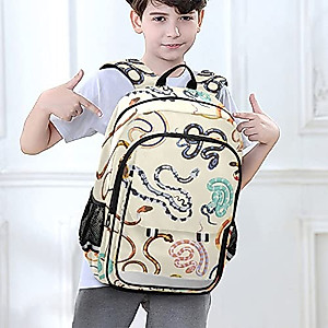 Glaphy Colorful Snakes Backpack Lightweight Laptop Backpack School Bag Student Travel Daypack with Reflective Stripes