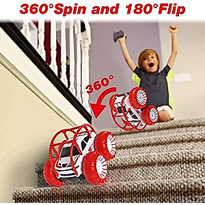 MaxTronic Remote Control Car, RC Cars Amphibious Land & Water Beach Pool Toy Off-Road RC Boat, 360°Flip Rotation Stunt Car with Sidelights for Toddlers 3 4 5 6 7 8 9 10 11 12 Years Kids Boys Girls