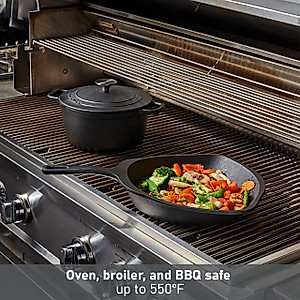 MasterPRO Pre-Seasoned Cast Iron Skillet - Unique Cooking, Saute and Frying Pan for Indoor and Outdoor Use – BBQ Grill, Fire, Oven Safe Camping Cookware, 11” Griddle, Black