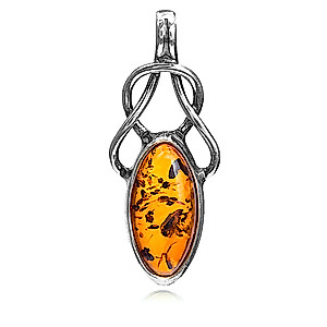 Ian and Valeri Co. Amber Sterling Silver Celtic Pendant