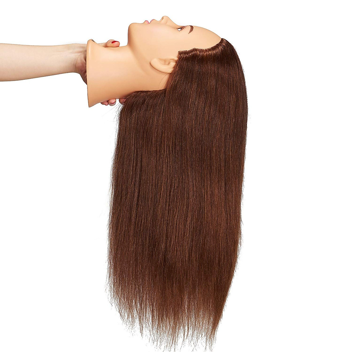 Hairingrid Mannequin Head 24"-26"100% Human Hair Hairdresser Cosmetology Mannequin Manikin Training Head Hair and Free Clamp Holder (R71906LB0418H)