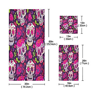 Flradish Halloween Skull Towels 3 Pack Bath Towels for Bathroom Set Soft Cotton Highly Absorbent Lightweight & Quickdry Towel Set 1 Bath Towel,1 Hand Towel,1 Washclothe