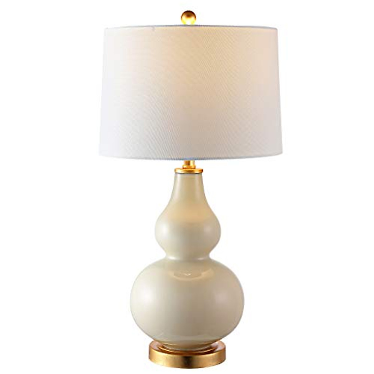 SAFAVIEH Lighting Collection Karlen Modern Contemporary Cream/ Gold Leaf Double Gourd 29-inch Bedroom Living Room Home Office Desk Nightstand Table Lamp Set of 2 (LED Bulbs Included)