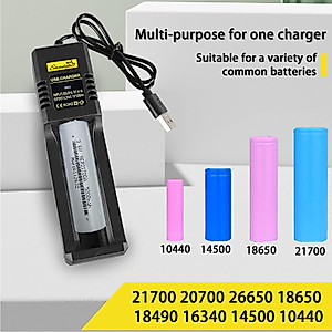 21700 Rechargeable Battery Charger,Single-Slot Intelligent Battery Charger for 3.7V Li-ion 26650,21700 5000mah,18650,18500,18350,16650 Rechargeable Battery