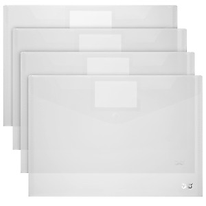 Mr. Pen- Clear Plastic Envelopes, 4 Pack, A4, Letter Size, Plastic Envelopes with Snap Closure, Poly Envelopes, Clear Plastic Folders, Plastic Document Holder, Plastic Envelopes, Clear Envelopes.