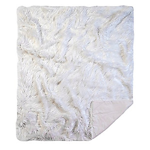 Luxury Fluffy Faux Fur Throw Blanket, Mongolian Long Hair White 50" x 60"