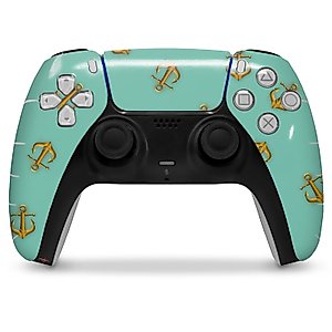 WraptorSkinz Skin Wrap compatible with Sony PS5 DualSense Controller Anchors Away Seafoam Green (CONTROLLER NOT INCLUDED)