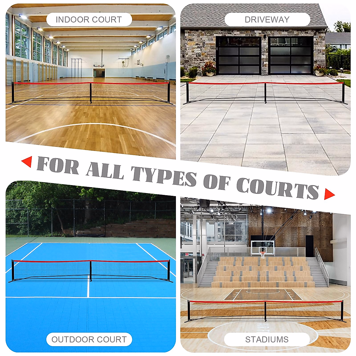 Wakefa Portable Pickleball Net System,22 FT Weather Resistant Pickleball Net USAPA Regulation Size with 4 Paddles, 2 Outdoor Pickle Balls, 2 Indoor Pickleballs and Carry Bag