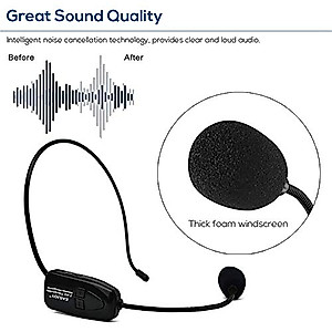 EASJOY Wireless Microphone Headset, 2.4G Wireless Mic Headset and Handheld 2 in 1 Mics, 160 ft Range for Voice Amplifier, PA System, Teacher, Tour Guides, Fitness （Not Supported Phone/Mac/Laptop