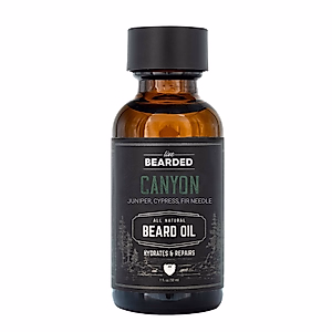 Live Bearded Beard Oil, 1 fl oz - Premium All-Natural Jojoba - Made in the USA - Hair and Skin Care for Men with Dry, Flaky Patches | Canyon Scent - Juniper, Cypress, Fir Needle