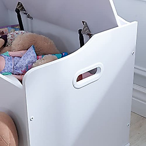 KidKraft Wooden Farmhouse Table & 4 Chairs Set, Children's Furniture for Arts and Activity - White, Gift for Ages 3-8 & Austin Wooden Toy Box/Bench with Safety Hinged Lid, White, Gift for Ages 3+