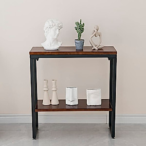 2 Tier Console Table Narrow Table, Narrow Side Table Shelf, Free Standing Rack with Storage Shelves for Living Room, Hallway, Entryway, Kitchen (L31.5—W12—H33.5)
