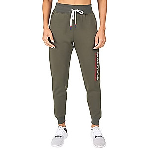 Nautica Competition Women's Joggers, Athletic Active Basic Essential Running Ultra Soft Fleece Relax Fit Lounge Sweatpants Olive