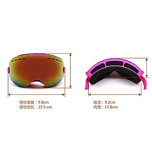 Feilx Ski Goggles, Snow Goggles with High Weave Double Slide Buckle Headband & Ventilation Holes for Men Women (Color : Blue, Size : 22.5 * 9.8cm)