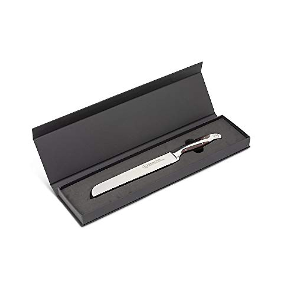 Hammer Stahl 8-Inch Bread Knife - Scallop Serrated Blade - High Carbon German Steel - Ergonomic Quad-Tang Pakkawood Handle