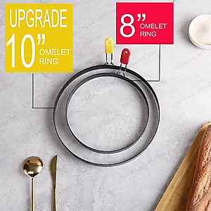 Extra Large 10 Inch Omelette Ring for Griddle, Stainless Steel 10" Griddle Omelet Rings,Non-Stick Pancake Round Creps Ring Omelet Pancake Ring Crumpet Ring with Silicone Handle Accessorries (1 Pack)
