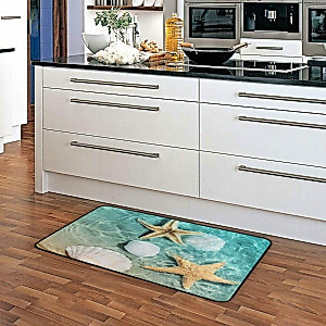 Doormat Area Rug Starfish Seashell On Beach for Bedroom Front Door Kitchen Indoors Home Decors