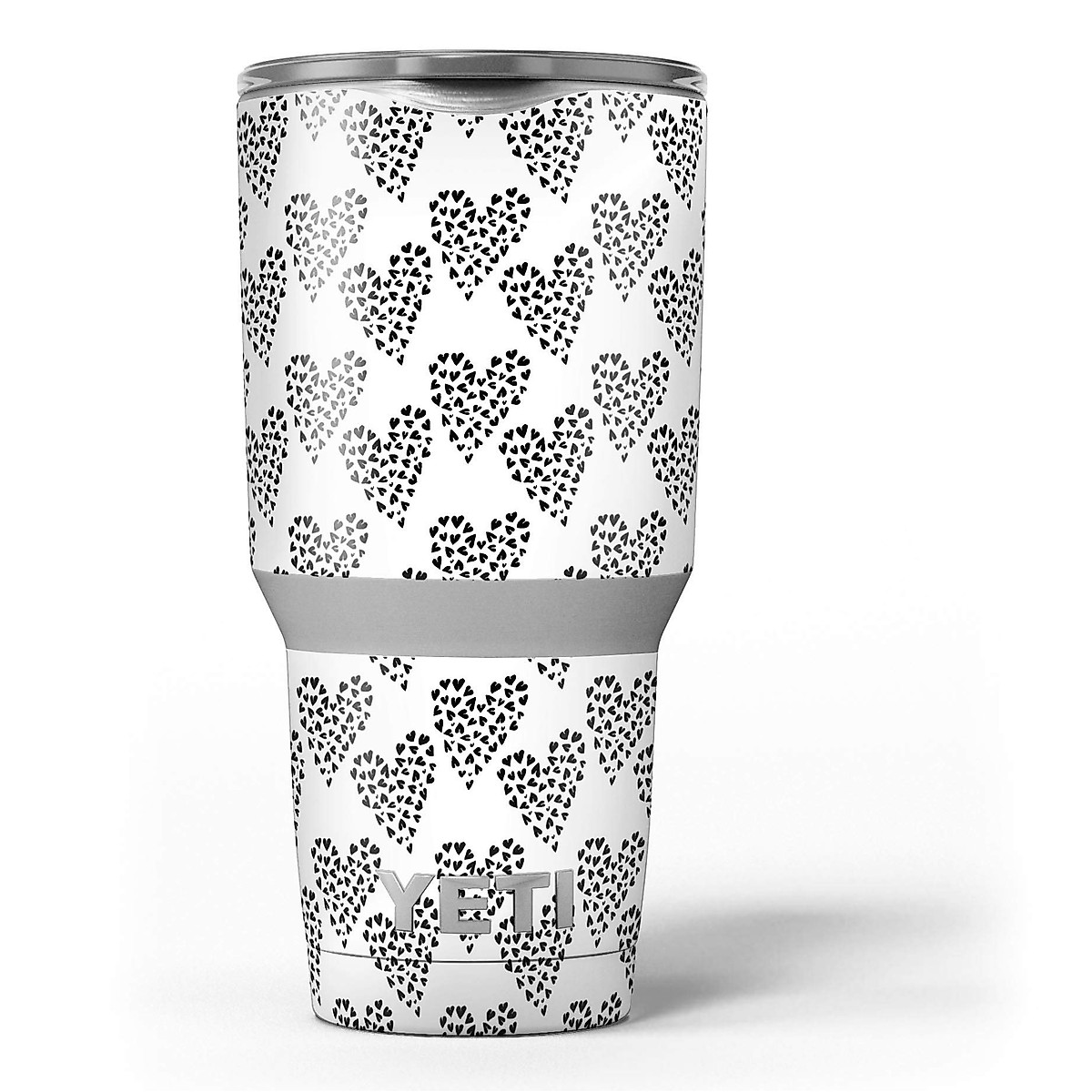Design Skinz Slate Black Tiny Hearts Within Hearts - Skin Decal Vinyl Wrap Kit Compatible with The Yeti Rambler Cooler Tumbler Cups