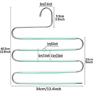 5 Pack S-Shape Stainless Steel Trousers Pants Hangers 5 Layers Closet Hanger Space Save Storage Organizer for Scarf Tie Clothes Towel Hanging