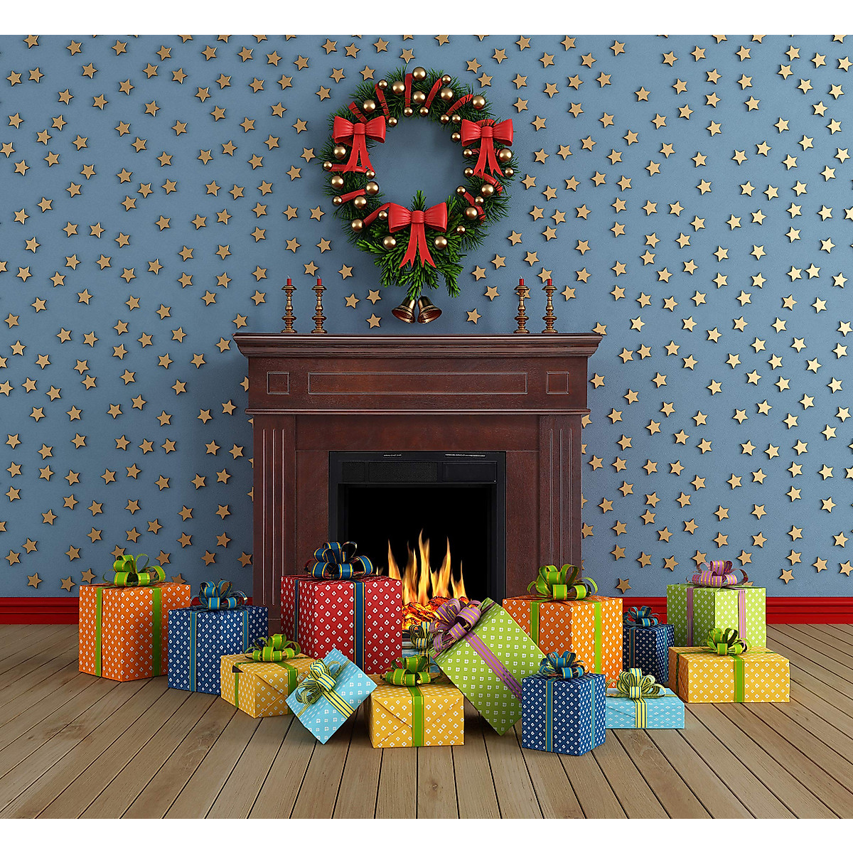 Joy Pebble Electric Fireplace Mantel Wooden Surround Firebox Freestanding Fireplace Hearter with Realistic Log Flame & Remote Control, 750/1500W (Black)