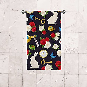 Hapuxt Hand Towels Face Towels Set of 2 Roses Rabbit Wonderland Soft Comfortable Polyester Microfiber Fast Water Absorbent Towels for Bathroom Kitchen 30X15 Inch