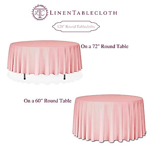 LTC LINENS 120 in Round Tablecloth for 60 Inch Round Table - White Round Table Cover - Washable, Wrinkle Resistant Polyester Fabric Cloth for Wedding, Party