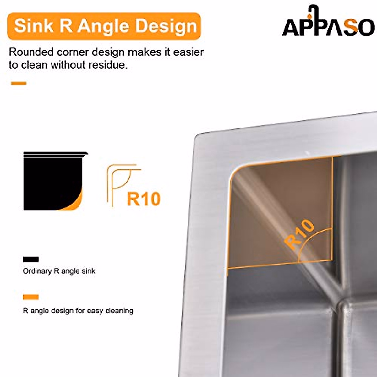 APPASO 32-Inch Single Bowl Kitchen Sink Undermount, 16-Gauge Stainless Steel 10-Inch Deep Commercial Handmade Large Drop-in Kitchen Sink, Undermount Kitchen SInk 32 inch, HS3219