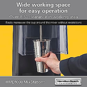 Hamilton Beach Commercial MixStation Drink Mixer, 3/4 HP Motor, Programmable, Variable Speed, Easy to Clean, NSF Certified, HMD1000 BLACK