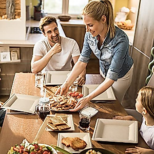 Gezond Compostable Square Plates 6 Inch 50 Pack Disposable Paper Plates Sugarcane Cake Plates for Party Unbleached Eco-friendly Salad Plates