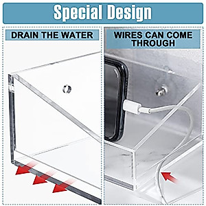 Reginary 6 Pack Acrylic Bathroom Shelves Clear Acrylic Floating Wall Mounted Display Shelves Non Drilling Thick Shelving for Shower Sponge Kitchen Storage Rack with 12 Adhesive 12 Screws