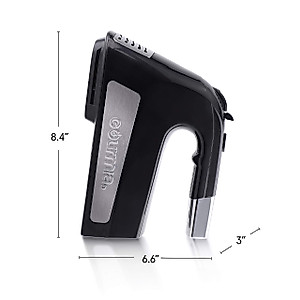 Gourmia GHM2530 Illuminating Electric Hand Mixer with 6 Speeds + Turbo Mode - Powerful 300-Watt Motor - Integrated LED Spotlight - Includes Beater Whisks & Dough Hooks