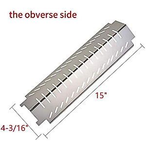 GasSaf Grill Heat Plate Replacement for Charbroil, Thermos, Centro, Costco Kirkland, 3-Pcs 15 inch Stainless Steel Tent Shield Plate Deflector, BBQ Burner Cover Barbecue Flame Tamer