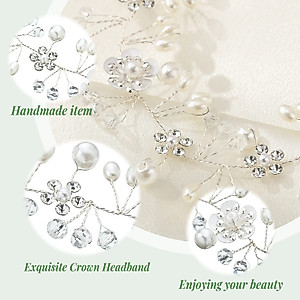 3 Pieces Flower Girl Headpiece Pearl Bridal Headband for Flower Girl Hair Accessory Rhinestone Princess Flower Girl Crown Cute Wedding Hair Accessories for Kids Girls Vine Hair Band (Silver)