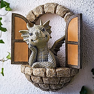 Tianwen Home Decor Dinosaur Resin Ornaments Climb Window Door Courtyard Crafts Ornaments Garden Garden Decor Christmas Ornaments