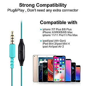 mucro Sport Headphones Wired, Over The Ear Running Earbuds for Jogging Gym Workout Headphones with Microphone for iPhone iPod Android(Blue)