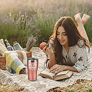 Qtencas Promoted to Mom Est 2023 Travel Tumbler, New Mom Gifts for Women, Great Mothers Day Gifts for Mom, First Time Mom Gifts Mom to be Mother to be Gifts, 20 Oz Stainless Steel Tumbler, Rose Gold
