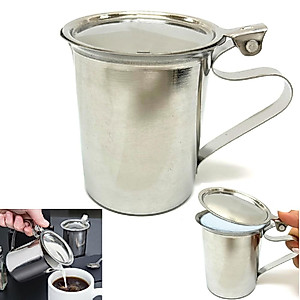 1 Coffee Creamer Server Stainless Steel Pitcher Lid Cover 10oz Milk Frothing Cup Pour Hot Water Jug Tea 1Oz Coffee Creamer Lid Container Small Milk Pitcher Coffee Cream Dispenser Creamer Pitcher with