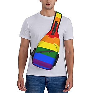 Qurdtt Rainbow LGBT Crossbody Backpack Gay Pride Sling Bag for Men Women Shoulder Chest Bags Gym Sport Travel Hiking Daypack