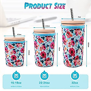 4 Pieces Reusable Coffee Sleeve Neoprene Cup Holders Drinks Insulator Sleeve for Cold and Hot Beverages (22-24 oz,Cute Style)